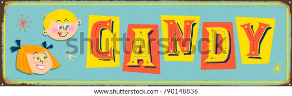 Vintage Metal Sign Candy Vector Eps10 Stock Vector (Royalty Free ...