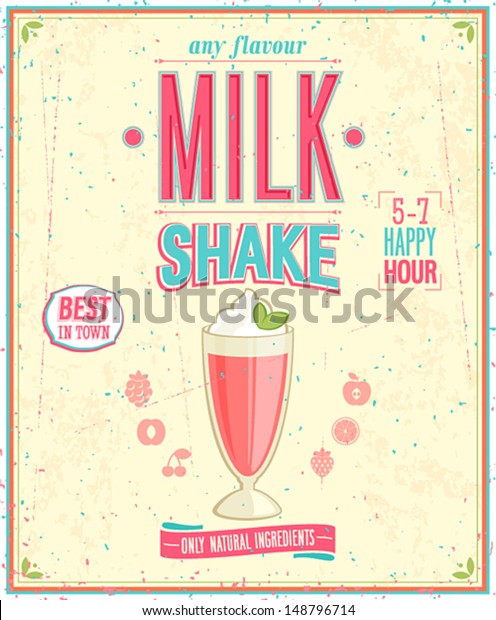 Vintage Milkshake Poster Vector Illustration Stock Vector (Royalty Free ...