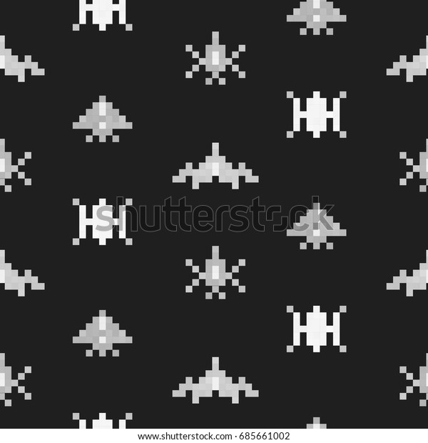 Vintage Monochrome Pixel Art Background Seamless Stock Vector (Royalty ...
