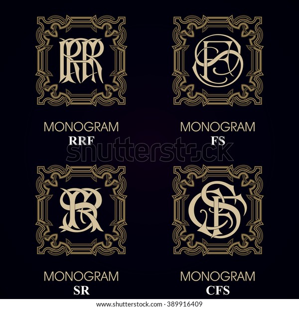 Vintage Monograms 4 Sets Monograms Series Stock Vector (Royalty Free ...