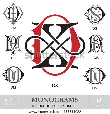 Vintage Monograms DX DM DS DE Stock Vector (Royalty Free) 155311022 ...