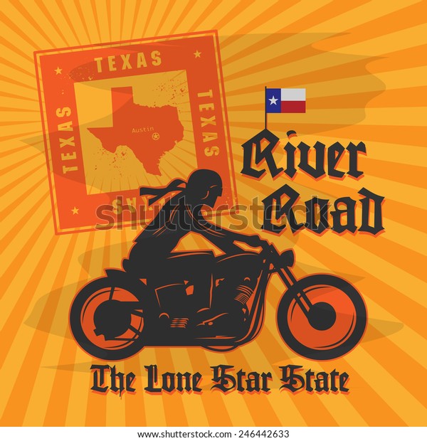 Vintage Motorcycle Adventure Poster Vector Illustration Stock Vector ...