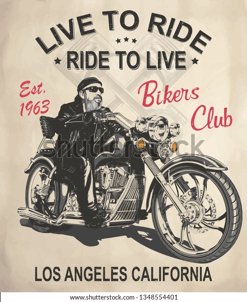 Vintage Motorcycle Poster Biker Stock Vector (Royalty Free) 1348554401 ...