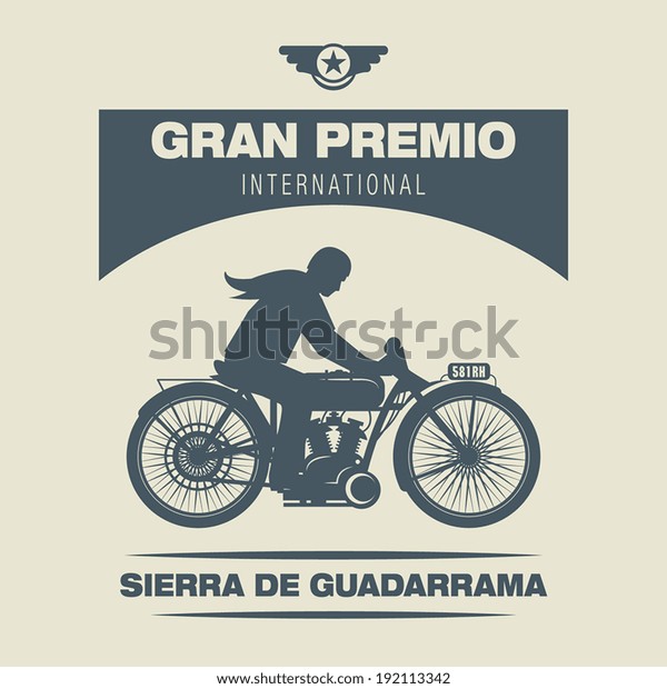Vintage Motorcycle Race Label Vector Illustration Stock Vector (Royalty ...