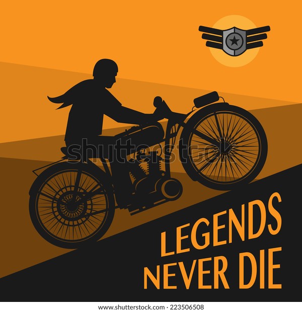 Vintage Motorcycle Race Poster Vector Illustration Stock Vector ...