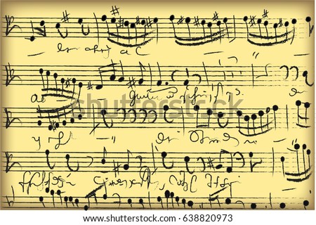 Vintage Notes Ancient Musical Notation By Hand Handwritten Stock Vector ...