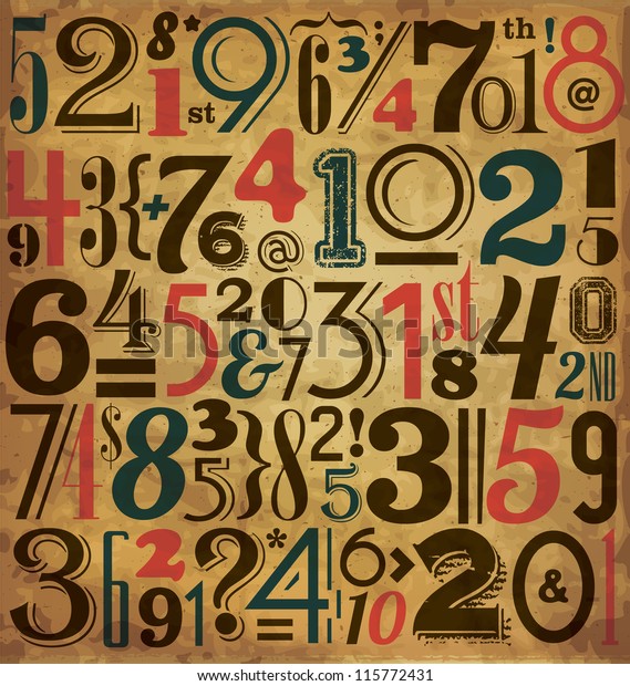Vintage Numbers Typographic Background Stock Vector (Royalty Free ...