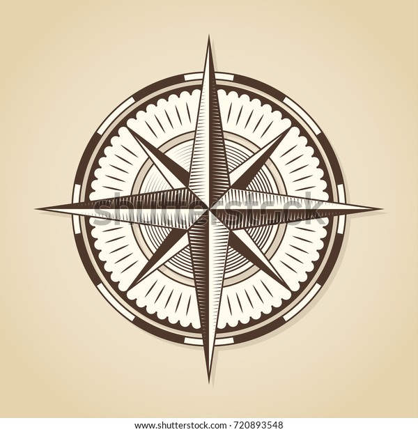 Vintage Old Antique Nautical Compass Rose: Stock-Vektorgrafik ...