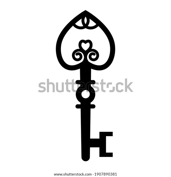 Vintage Openwork Key Template Black Stencil Stock Vector (Royalty Free ...