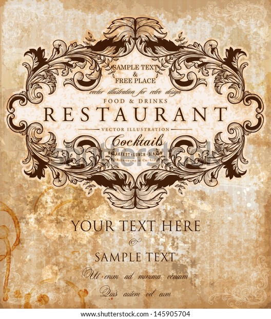 Vintage Paper Background Restaurant Label Design Stock Vector (Royalty ...