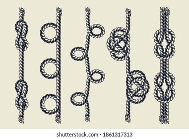Vintage Pattern Brush Rope Different Knots Stock Vector (Royalty Free ...