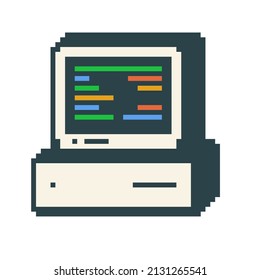 Vintage Pixel Old Computer High Detailed Stock Vector (Royalty Free ...