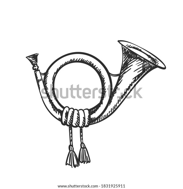 Vintage Post Horn Hunting Horn Vector Stock Vector (Royalty Free ...
