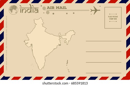 Vintage Postcard Map India Stock Vector (Royalty Free) 685591813 ...