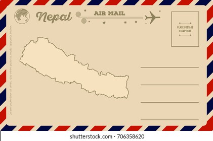 Vintage Postcard Map Nepal Stock Vector (Royalty Free) 706358620 ...