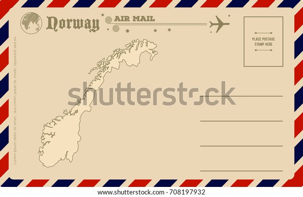 Vintage Postcard Map Norway Stock Vector (Royalty Free) 708197932