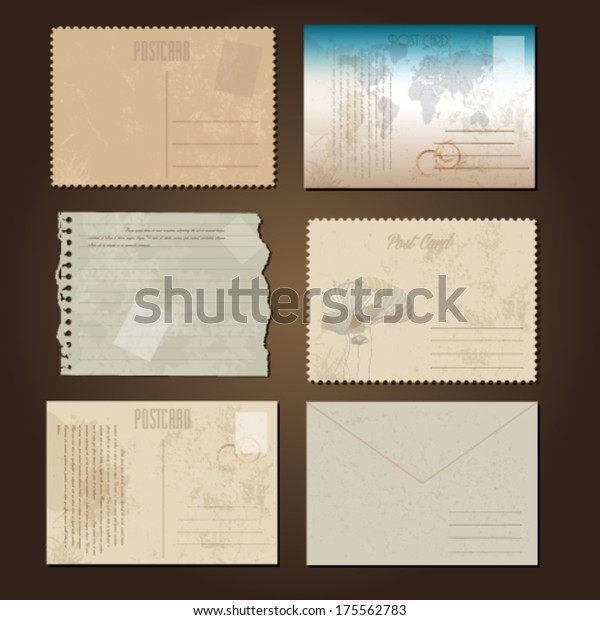Vintage Postcards Old Paper Stock Vector (Royalty Free) 175562783 ...