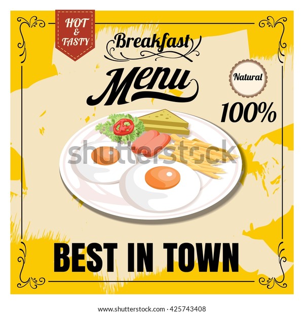 Vintage Poster Breakfast Menu Set On Stock Vector (Royalty Free ...