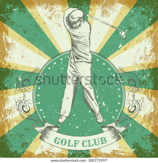 Vintage Poster Man Playing Golf Retro Stock Vector (Royalty Free ...