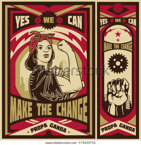 Vintage Propaganda Poster Elements Isolated Artwork Stock Vector ...
