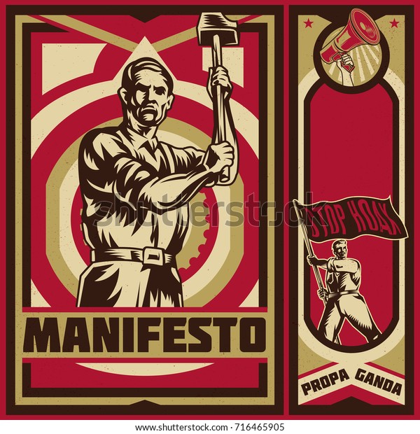 Vintage Propaganda Poster Elements Isolated Artwork Stock Vector ...