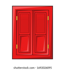 Vintage Red Window Cartoon Vector Illustration Stock Vector (Royalty ...
