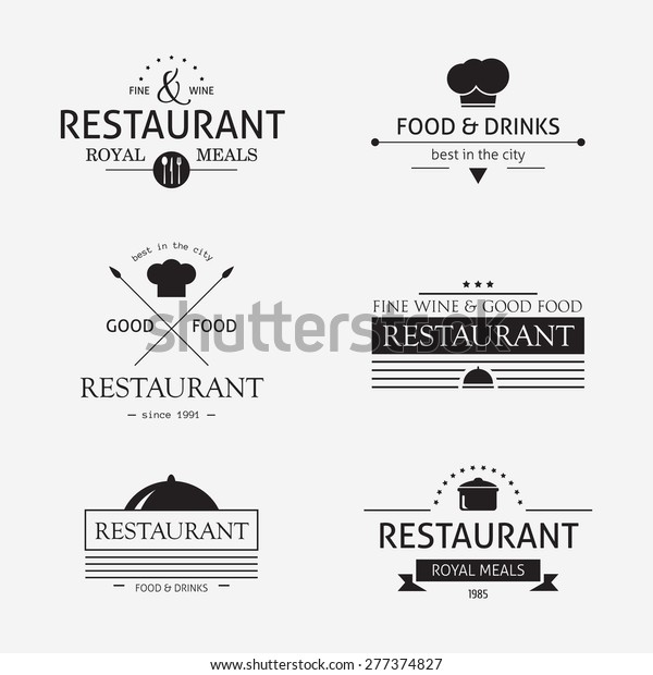 Vintage Restaurant Logo Set Retro Design : image vectorielle de stock ...