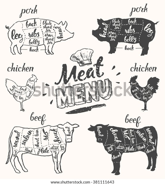Vintage Restaurant Meat Menu Template American Stock Vector (Royalty ...