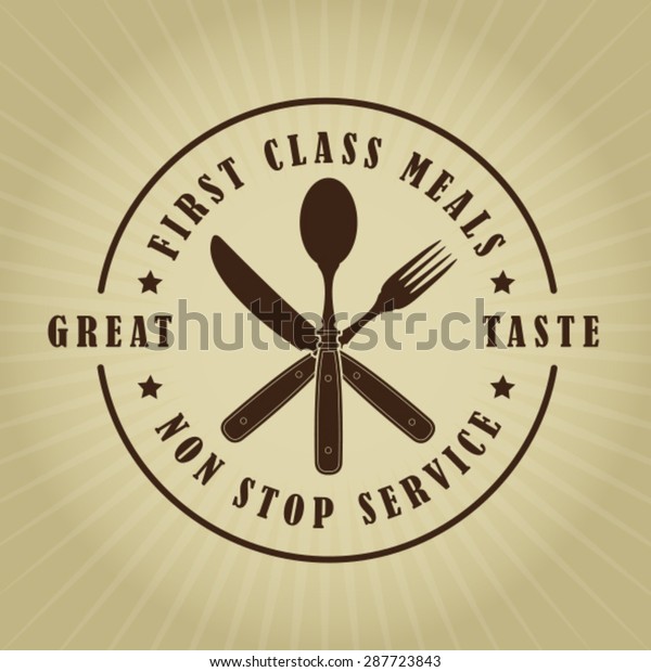 Vintage Retro First Class Meals Seal Stock Vector (Royalty Free ...