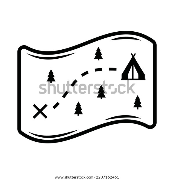 Mapa retro vintage para acampar. Se: vector de stock (libre de regalías ...