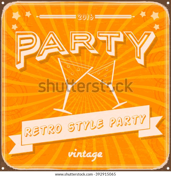 Vintage Retro Party Invitation Vector Illustration Stock Vector ...