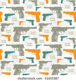 Vintage Revolver Seamless Pattern Stock Vector (Royalty Free) 51655387 ...