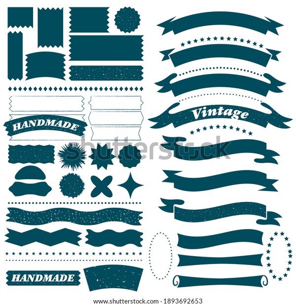 Vintage Ribbon Frame Set Isolated Various Stock Vector (Royalty Free ...