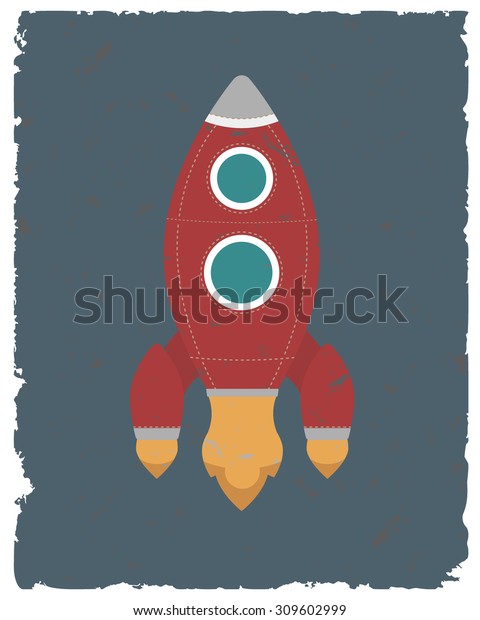 Vintage Rocket Card Retro Poster Template Stock Vector (Royalty Free ...