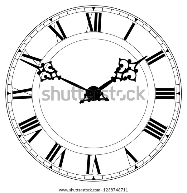 Vintage Roman Numeral Clock Vector Illustration Stock Vector (Royalty ...