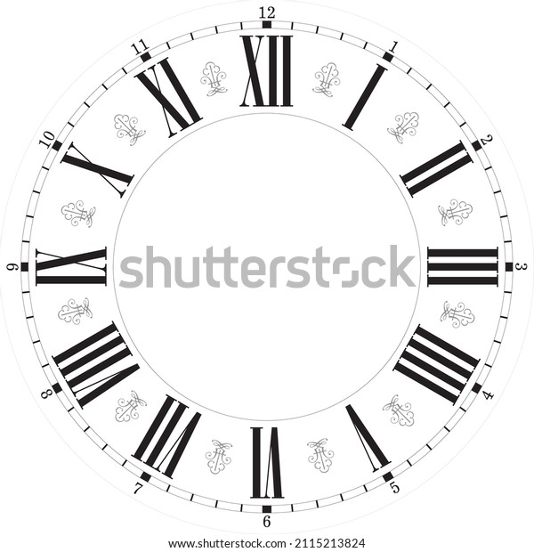 Vintage Roman Numerals Clock Face Stock Vector (Royalty Free ...
