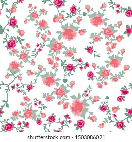 Vintage Roses Classical Fabric Pattern Small Stock Vector (Royalty Free ...