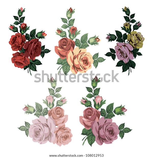 Vintage Roses Isolated Stock Vector (Royalty Free) 108012953