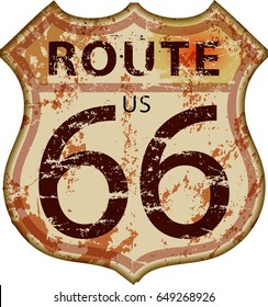 Vintage Route Sixty Six Road Signretro Stock Vector (Royalty Free ...