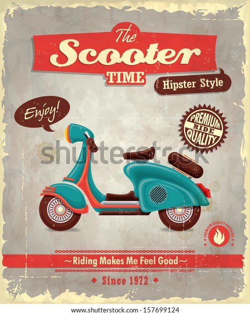 Vintage Scooter Poster Design Stock Vector (Royalty Free) 157699124