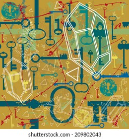 Vintage Seamless Pattern Keys Keyholes Stock Vector (Royalty Free ...