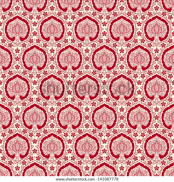 Vintage Seamless Pattern Stylized Pomegranate Red Stock Vector (Royalty ...