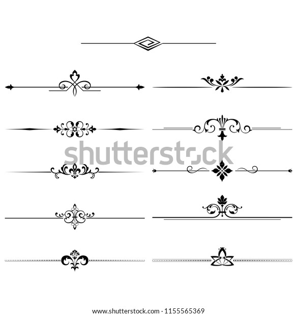 Vintage Set Decorative Elements Black Separators Stock Vector (Royalty ...
