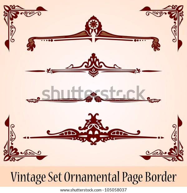 Vintage Set Page Border Stock Vector (Royalty Free) 105058037 ...