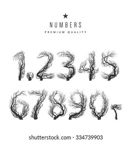 Vintage Set Trees Form Numbers Stock Vector (Royalty Free) 334739903 ...