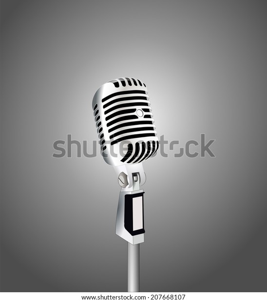 Vintage Single Retro Silver Metallic Microphone: เวกเตอร์สต็อก (ปลอดค่า ...