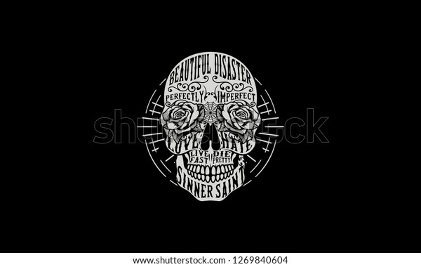Vintage Skull Typography Illustration Vector Stock Vector (Royalty Free ...