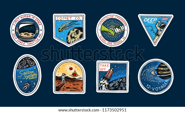 Vintage Space Logo Exploration Astronomical Galaxy Stock Vector ...