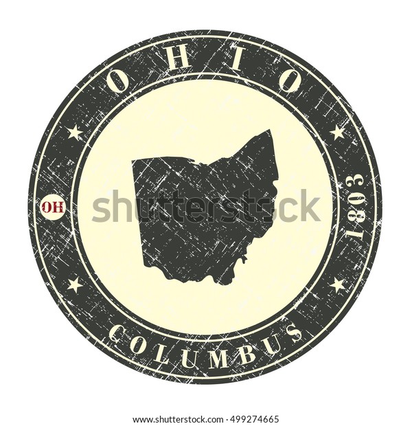 Vintage Stamp Map Ohio Stylized Badge Stock Vector (Royalty Free ...