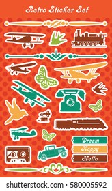 Vintage Stickers Set Vector Illustration Stock Vector (Royalty Free ...